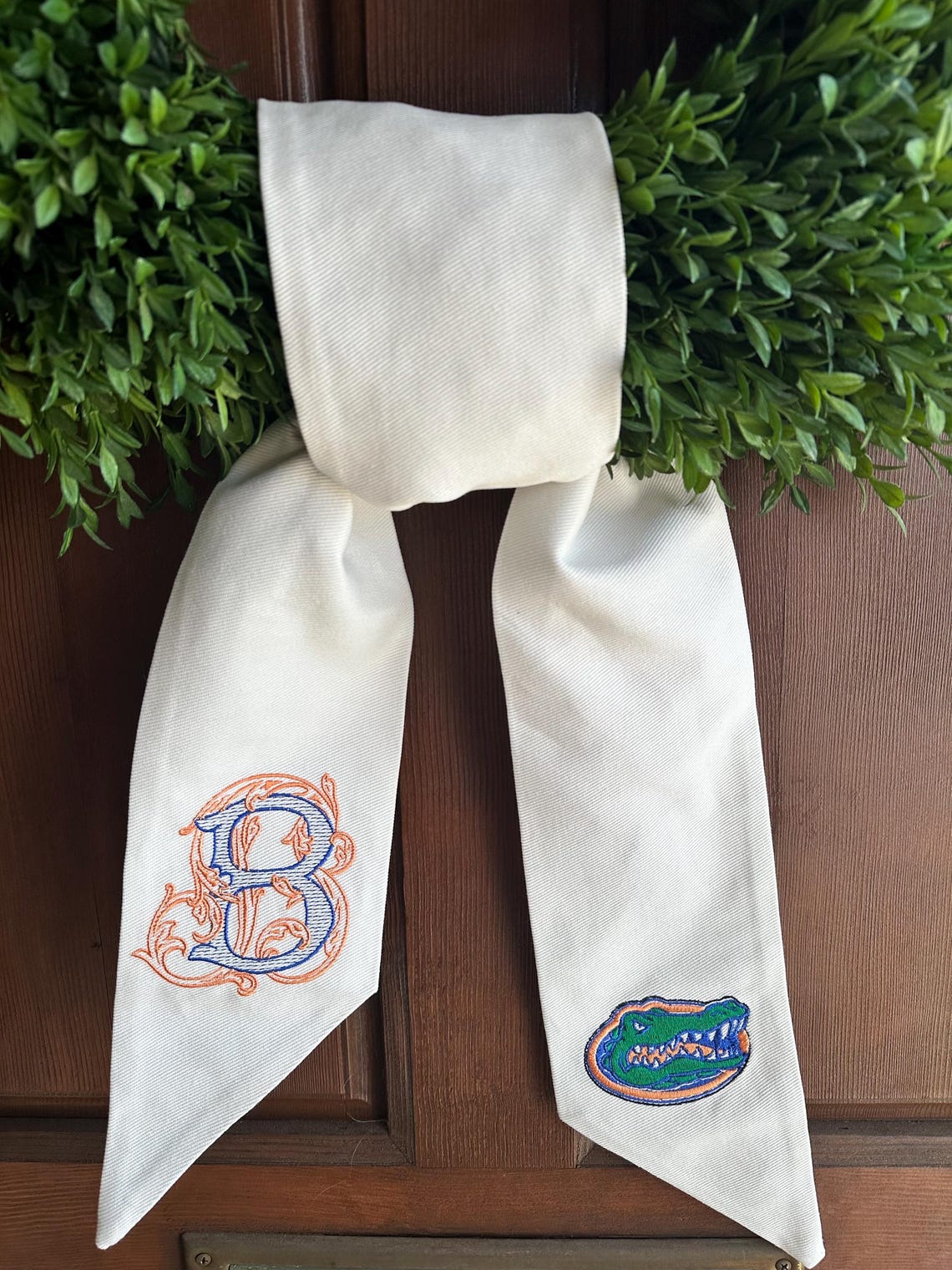 College/professional Football Team Boxwood Wreath Sash, Embroidered ...