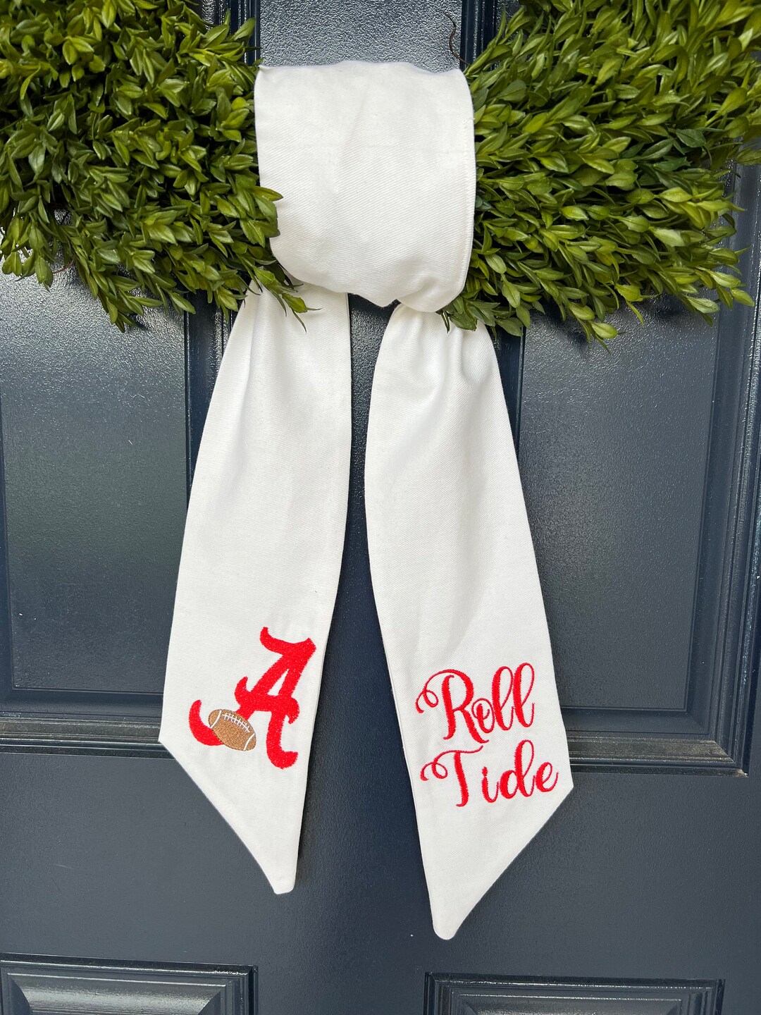 College/professional Football Team Boxwood Wreath Sash, Embroidered ...