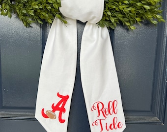 College/professional Football Team Boxwood Wreath Sash, Embroidered ...
