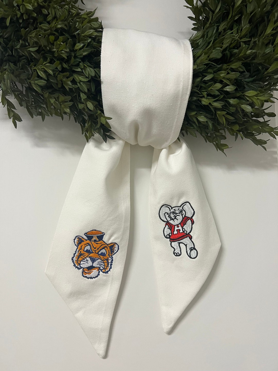 House Divided Embroidered Boxwood Wreath Sash, Football Embroidered ...
