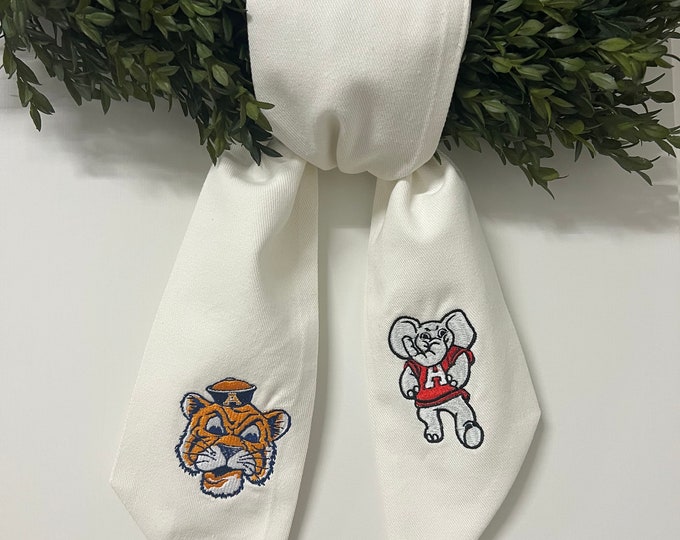 House Divided Embroidered Boxwood Wreath Sash, Football Embroidered ...