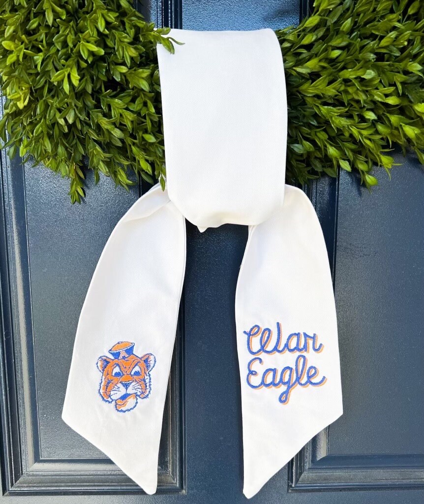 College/professional Football Team Boxwood Wreath Sash, Embroidered ...