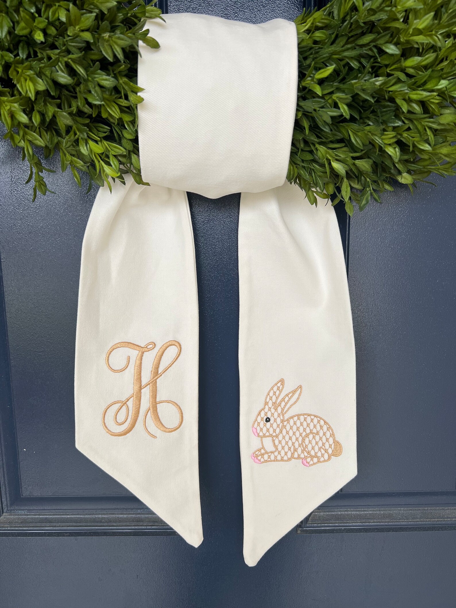 Wreath Sash Boxwood Wreath Embroidered Sash Embroidery Sash - Etsy