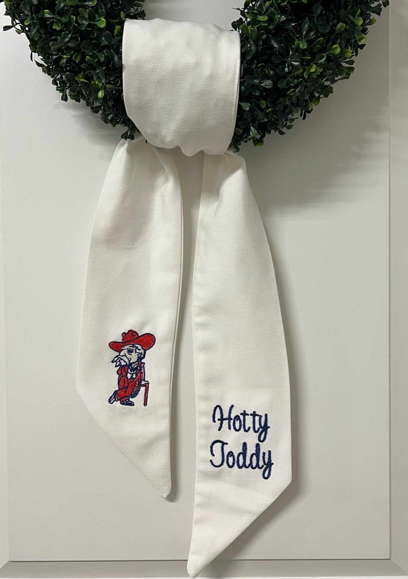 College/professional Football Team Boxwood Wreath Sash, Embroidered ...