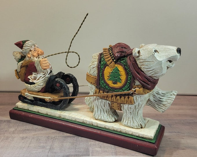 David Frykman Santa Figurine 1998 Artic Express Polar Bear Sled #1374/ ...