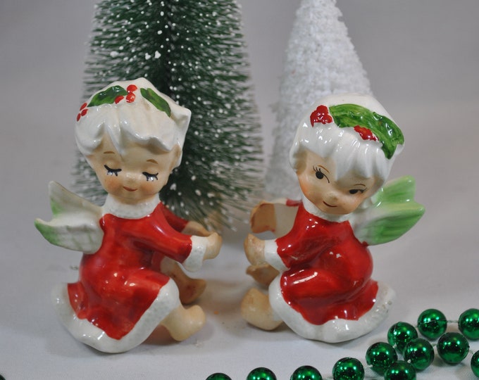 Lefton Candle Huggers, Angel Figurines, Japanese, Porcelain, Pixie ...