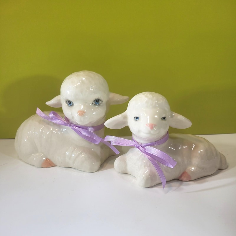 Porcelain Lamb Figurine - Etsy