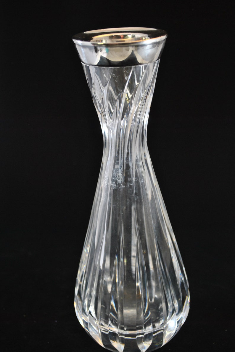 Gorgeous Lead Crystal Vase Heavy Large Sterling Silver Top - Etsy