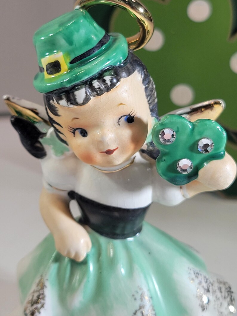 Lefton March Angel With Shamrocks, Vintage, Ceramic, St. Patrick's Day ...