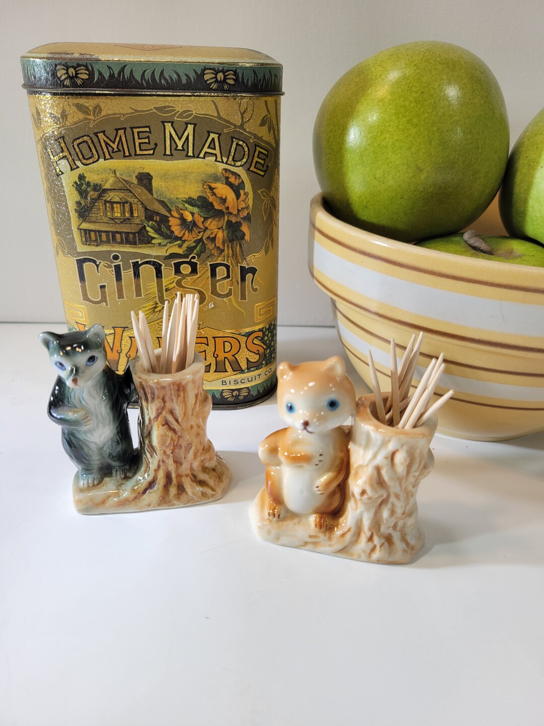 Cute Toothpick Holders, Bear and Squirrel, Kitchen Decor, Choice or ...