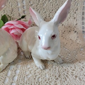 Set of 2 Lefton and Napco Rabbit Figurines, Easter, White and Pink ...