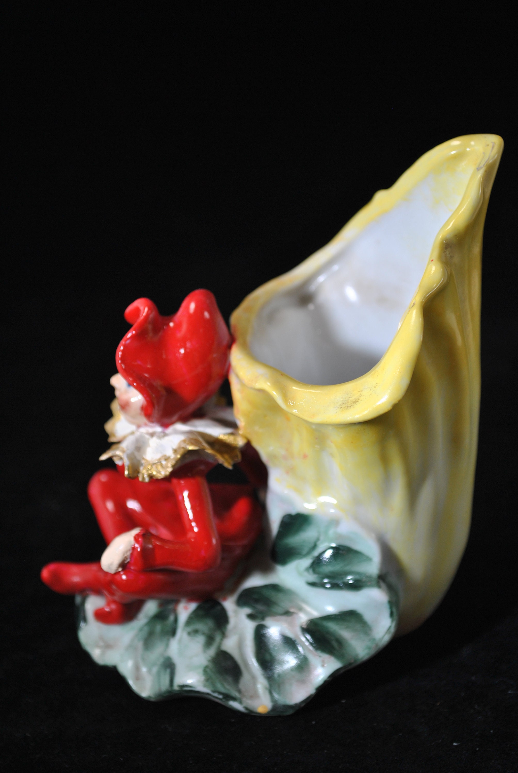 Impish Pixie Figurine Ceramic Vintage Red Elf Elf and | Etsy