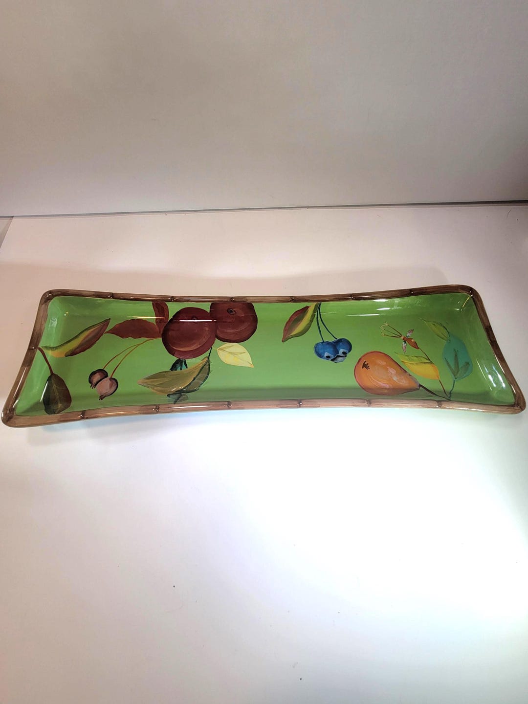Colorful Serving Tray Featuring Fruit, Bamboo, Tracy Porter Hand ...