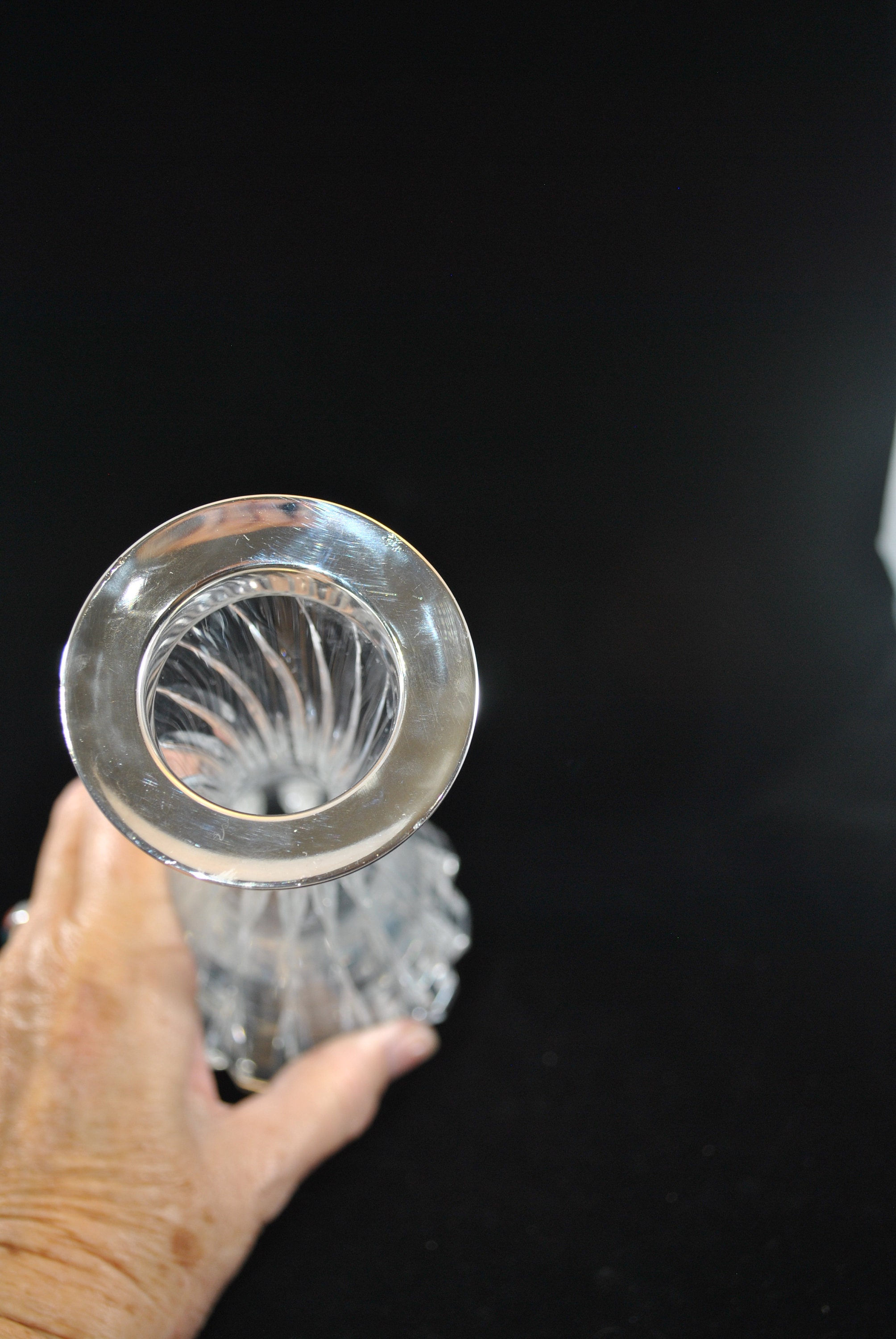 Gorgeous Lead Crystal Vase Heavy Large Sterling Silver Top | Etsy
