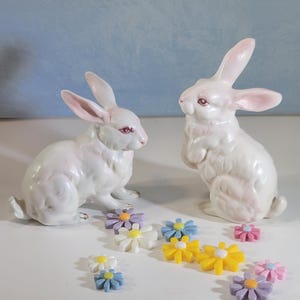 Set of 2 Lefton and Napco Rabbit Figurines, Easter, White and Pink ...