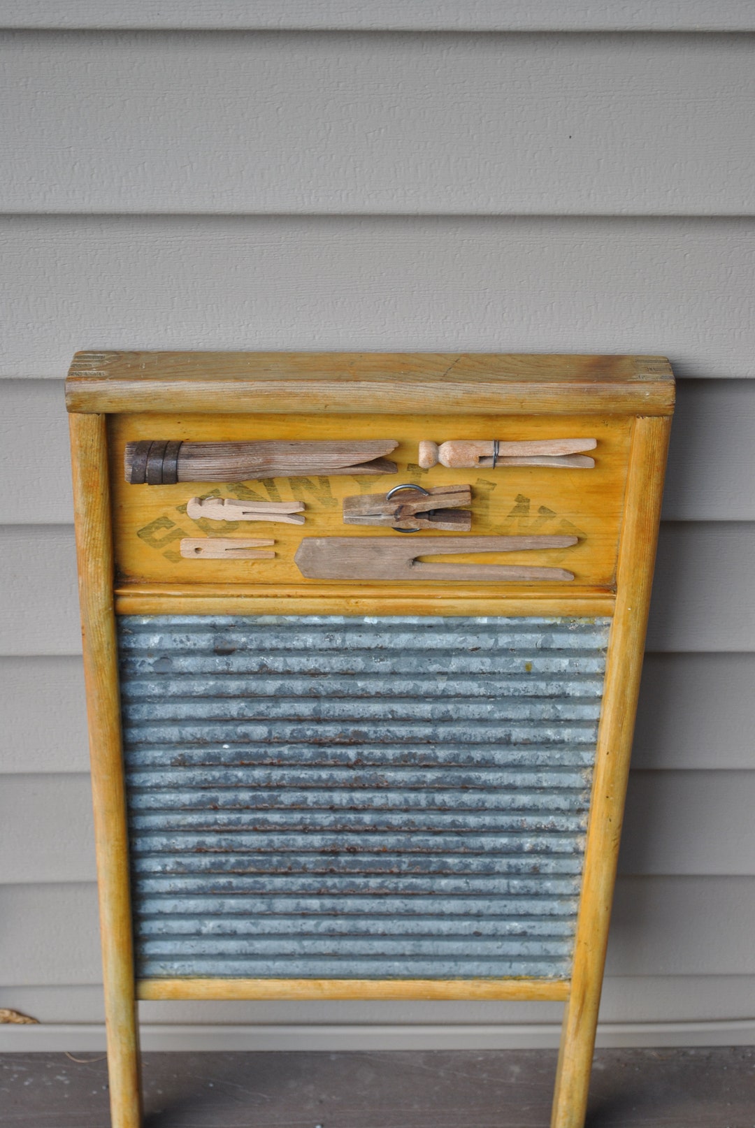 Washboard With Antique and Vintage Clothespins, Laundry Room Decor ...