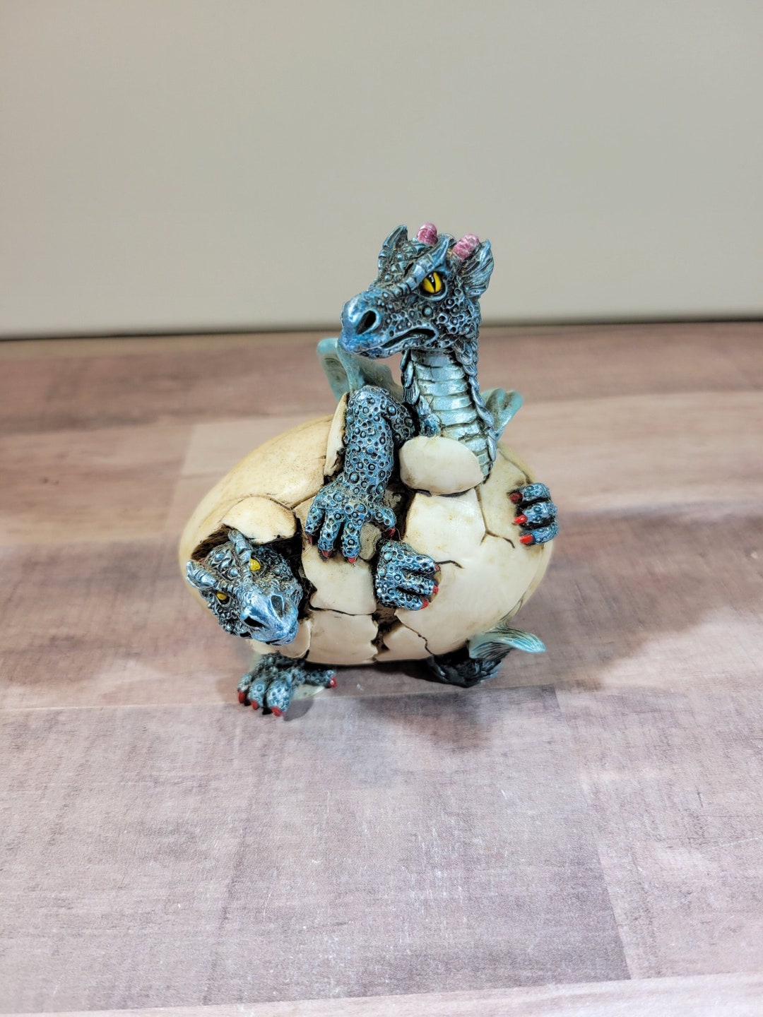 Twin Blue Dragons Hatching From Egg, WUI Collectible Resin Dragon, Lots ...