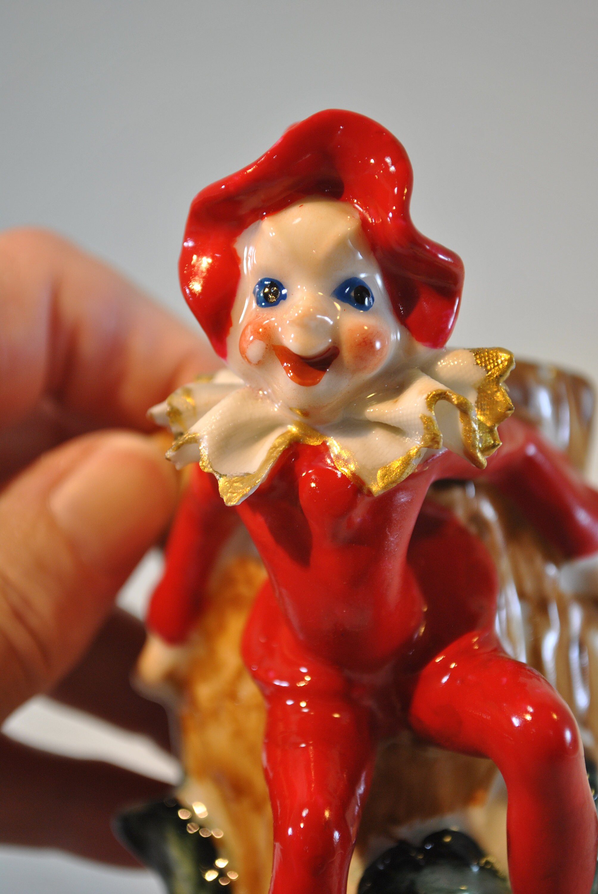 Verschmitzten Pixie Figur, Keramik, Vintage, rote Elfe, Elfe und ...