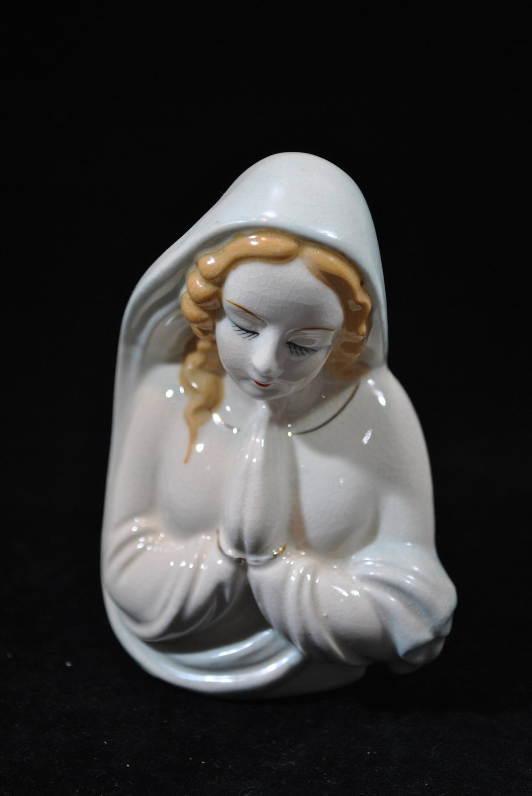 Lovely Madonna Dressed in Pale Blue and White With Praying Hands ...