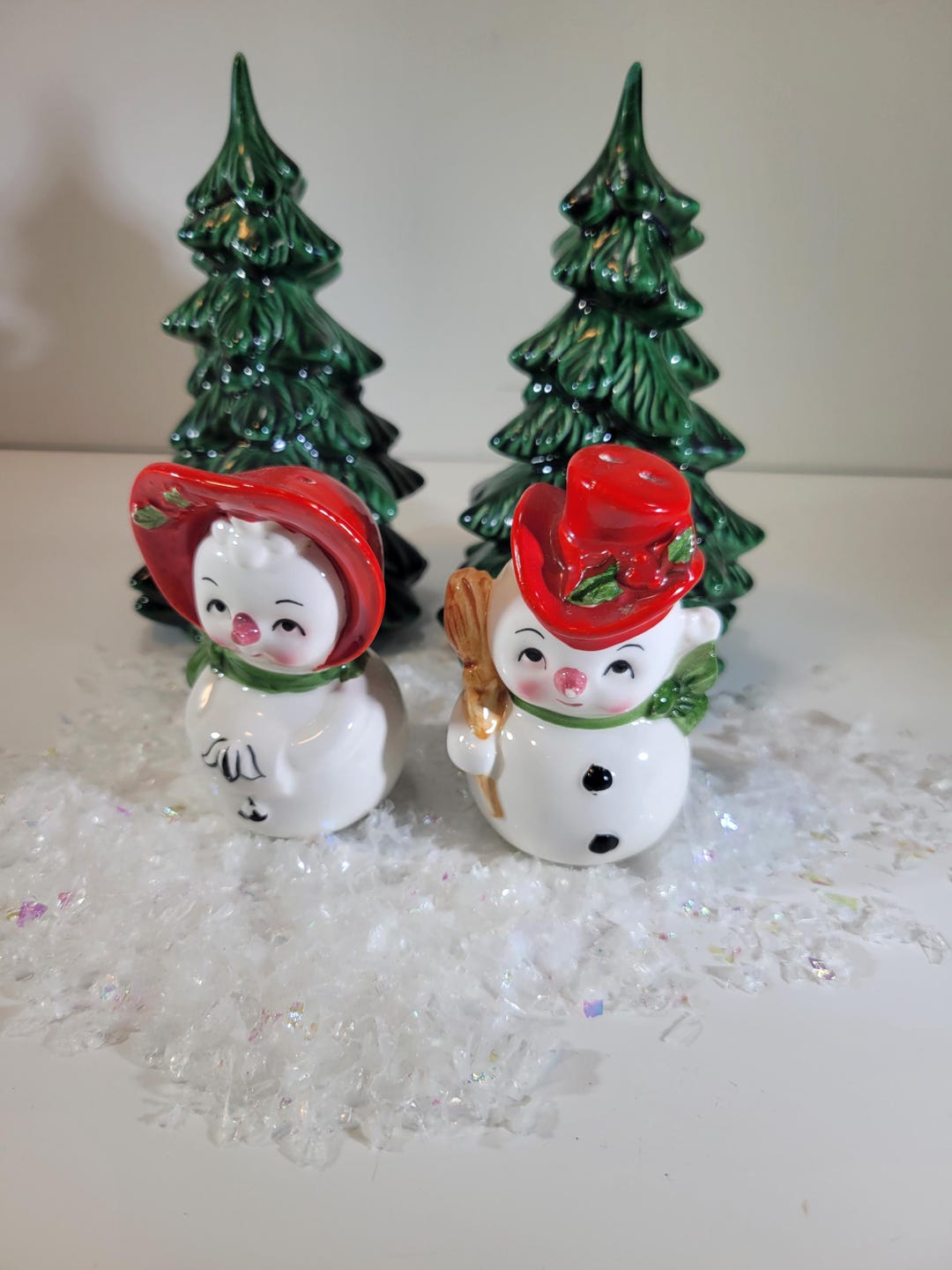 Lefton Porcelain Christmas Snowmen Salt and Pepper Shakers, Christmas ...