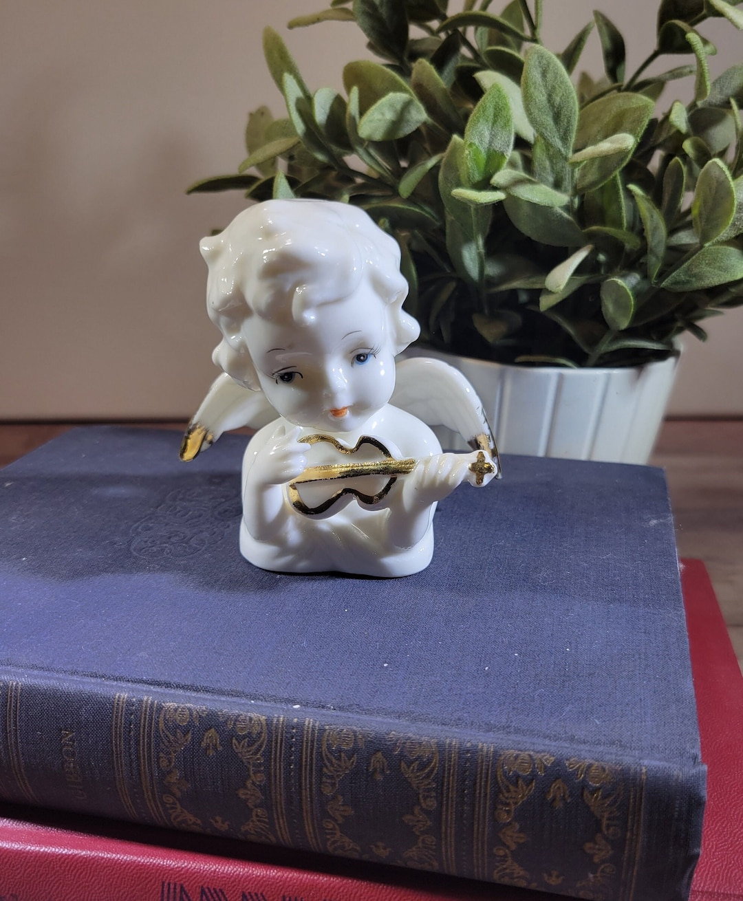 Precious Angel Bust Made of White Porcelain, Angel Playing Musical ...