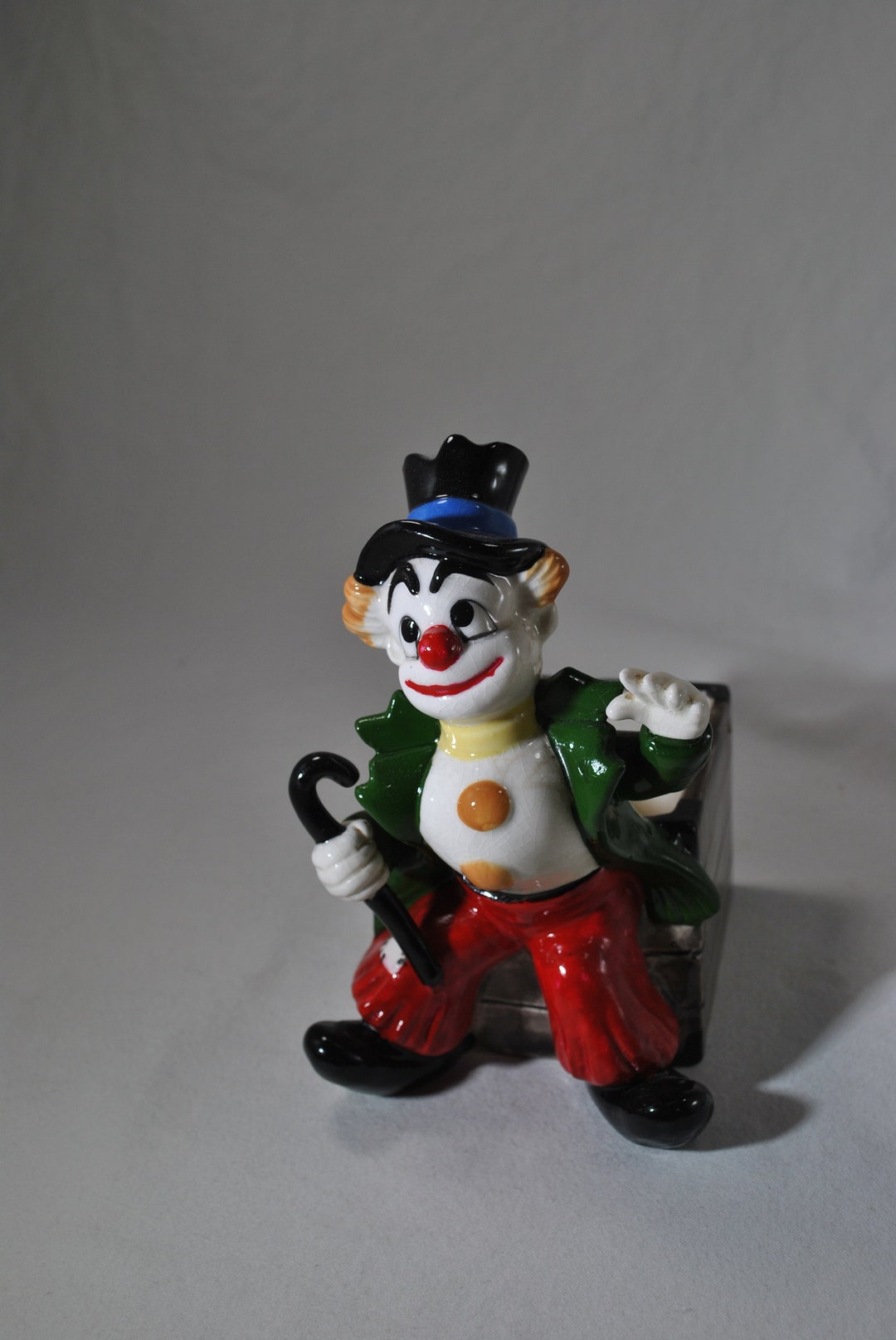 Vintage Ceramic Clown Planter, Clown Vase, Colorful, Clown With Top Hat ...