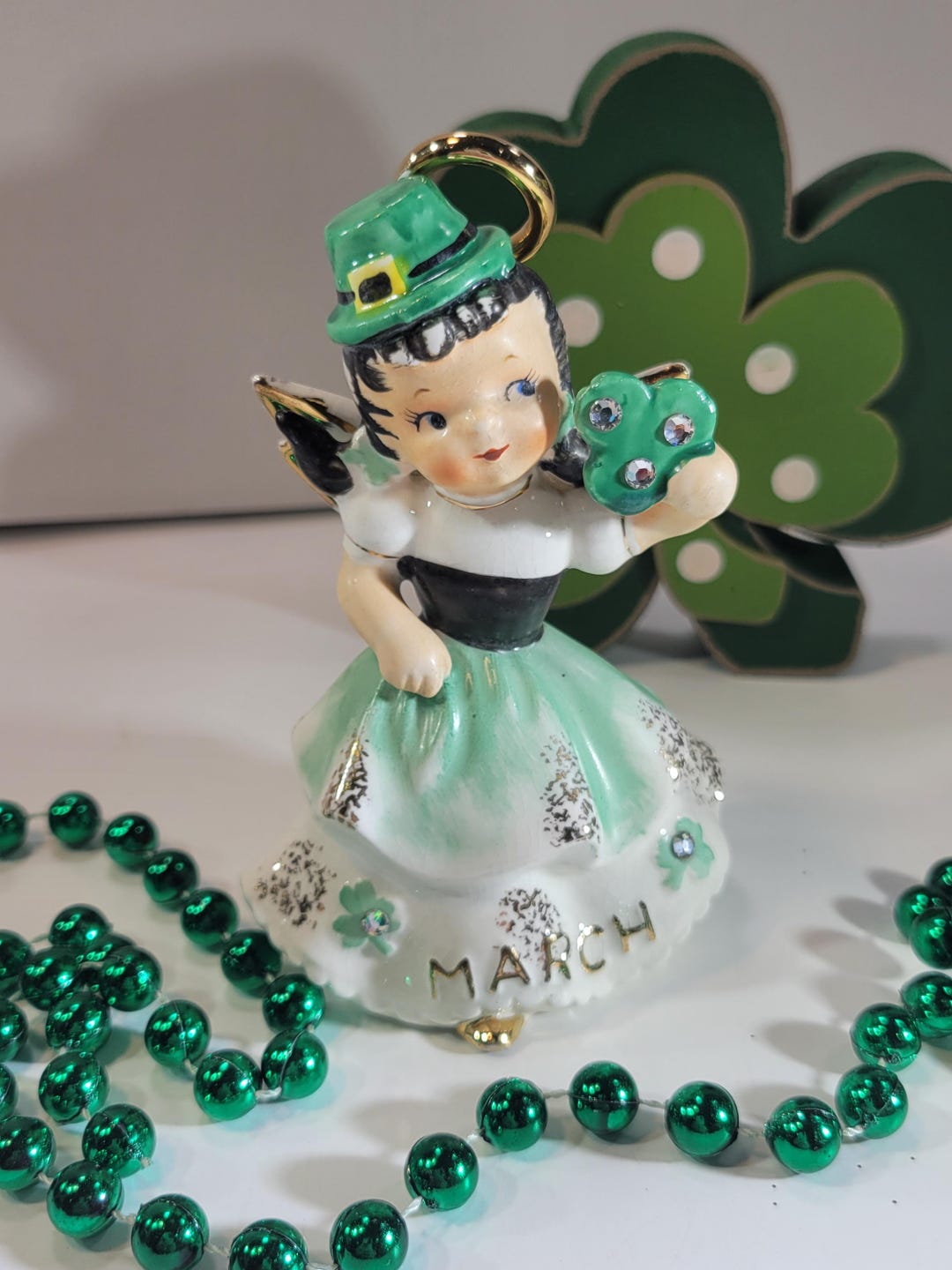 Lefton March Angel With Shamrocks, Vintage, Ceramic, St. Patrick's Day ...