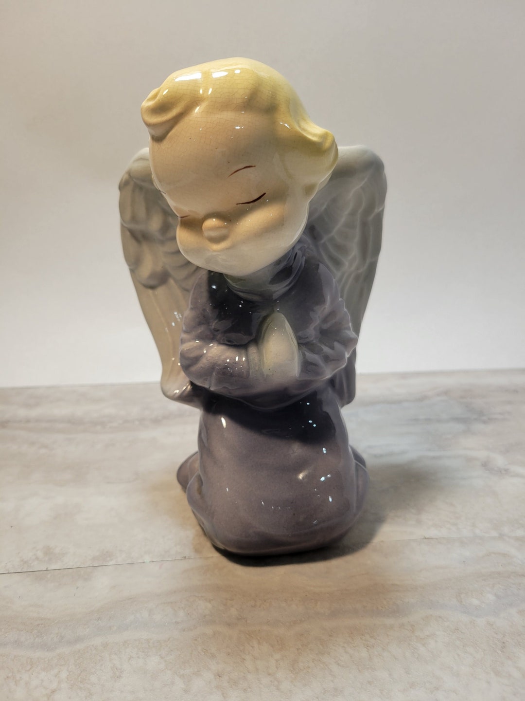 Royal Copley Praying Baby Angel Planter in Blue, Large, Vintage, Blond ...