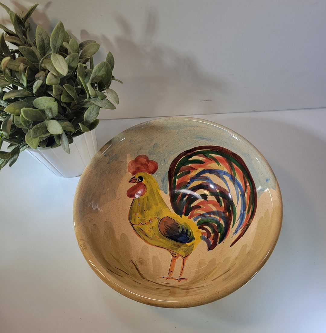 Rooster Serving Bowl Made in Italy, Vibrant Colors, Fun Serving Piece ...