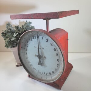 Vintage Red Hanson Bros. Family Scale, Made in USA, Measure, Metal ...