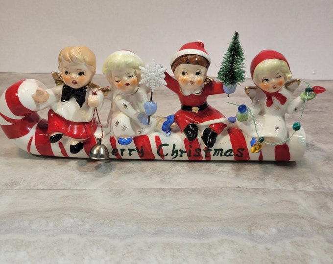 Commodore Christmas Kids Riding Their Candy Cane Sleigh, Porcelain ...