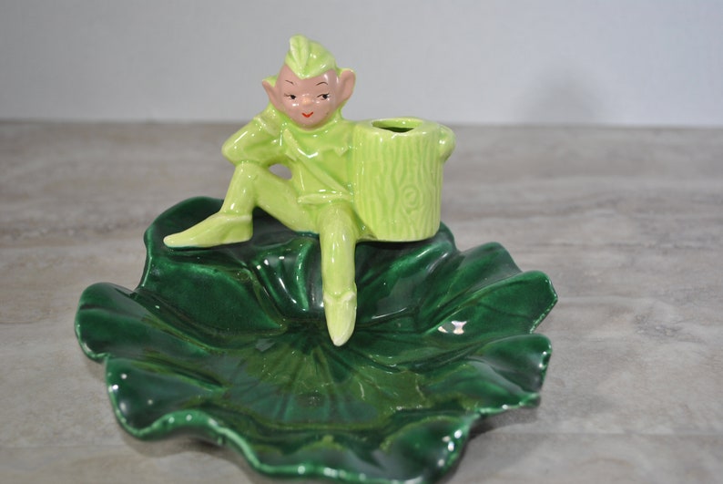Green Elf Bud Vase/dish, Pixie Sitting on a Leaf, Vintage, Ceramic - Etsy