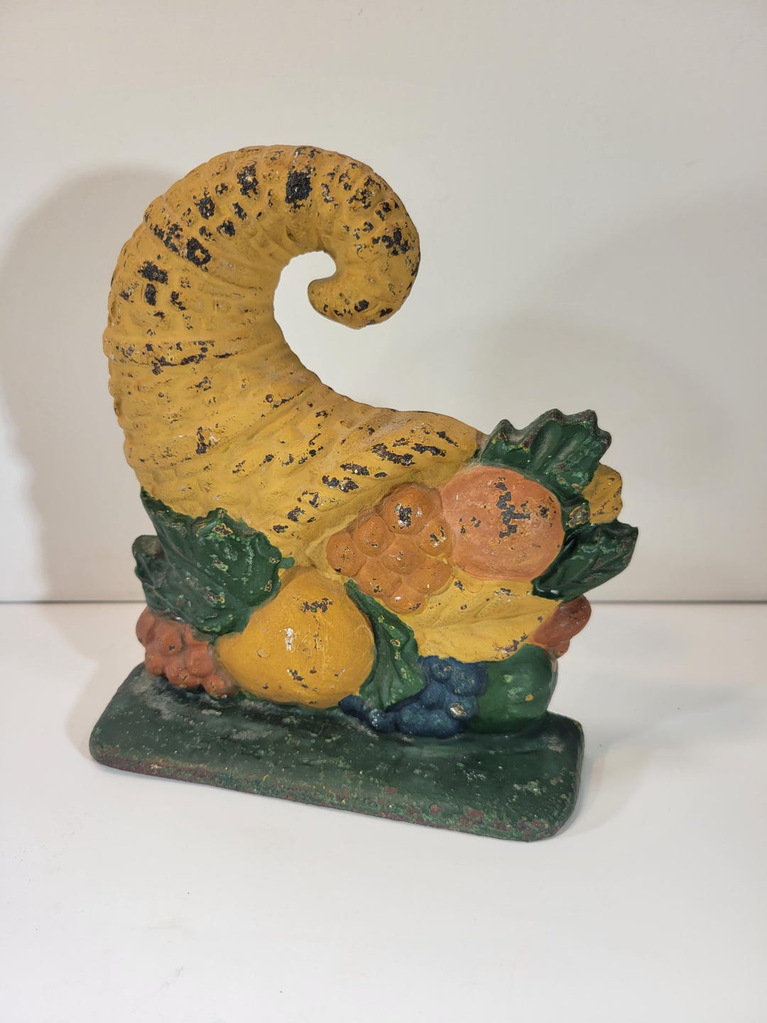 Thanksgiving Cornucopia Door Stopper, Vintage Cast Iron, Original Paint ...