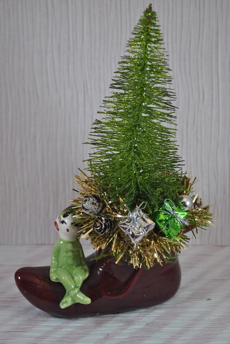 Elf in a Boot Christmas Planter Vintage Pixie Holiday - Etsy