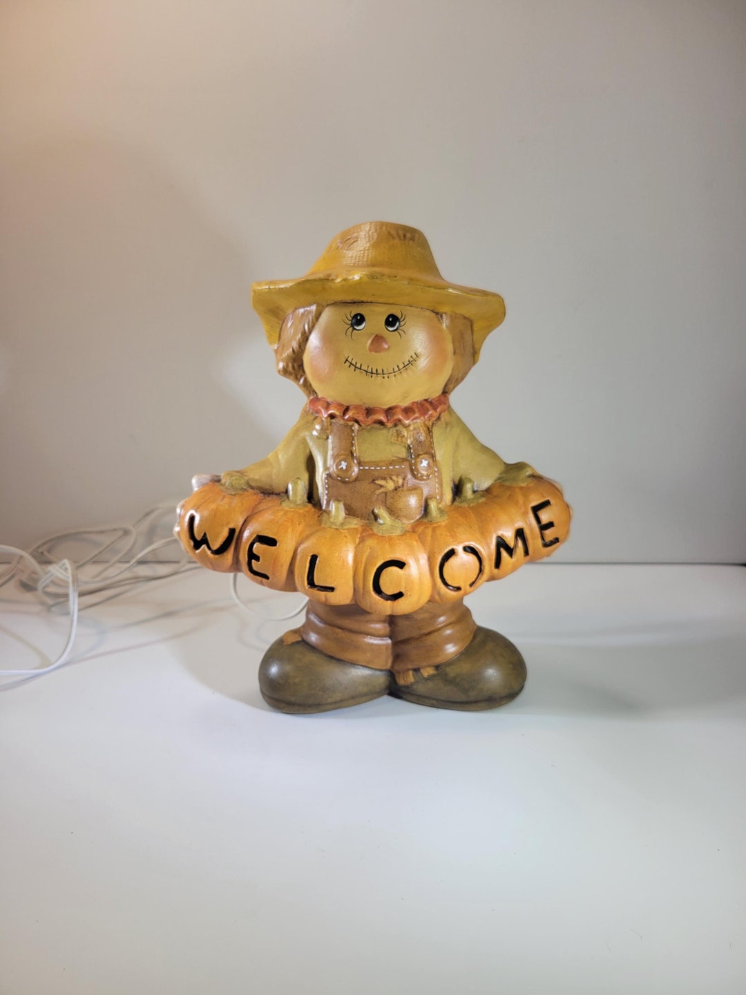 Large Light-up Scarecrow With Welcome Pumpkins, Halloween Decoration ...