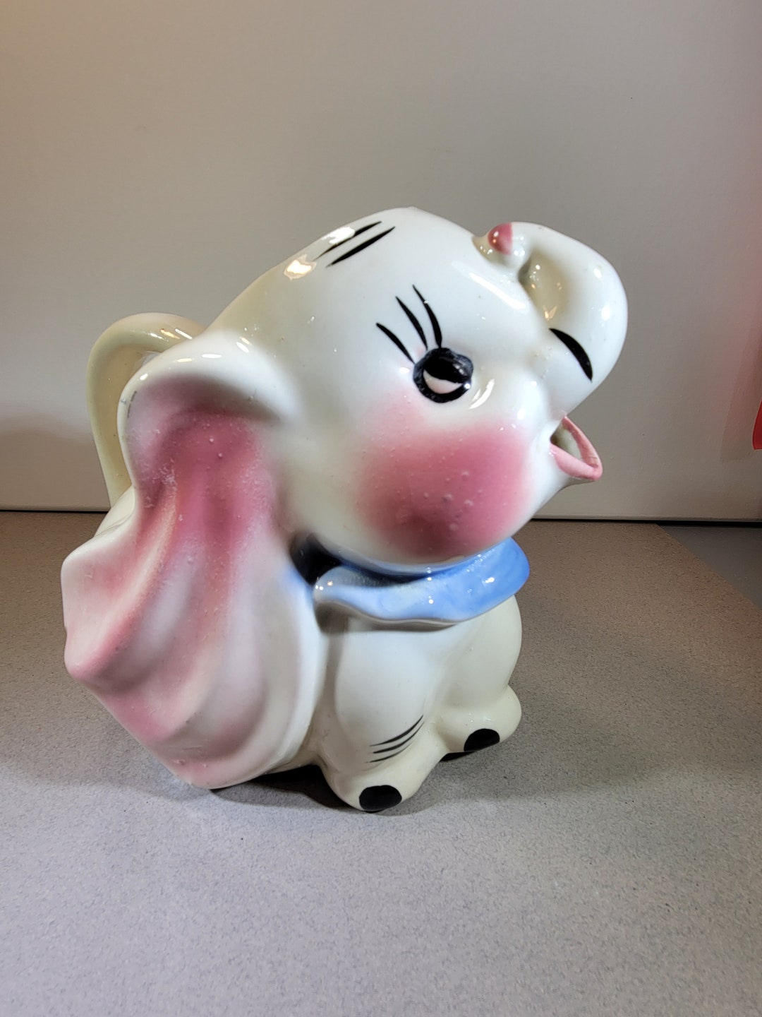 Delightful Disney Dumbo Elephant Pitcher, Ceramic, White, Pink, and ...