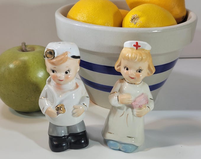 Doctor and Nurse Salt and Pepper Shakers, Collectible, Vintage, Ceramic ...