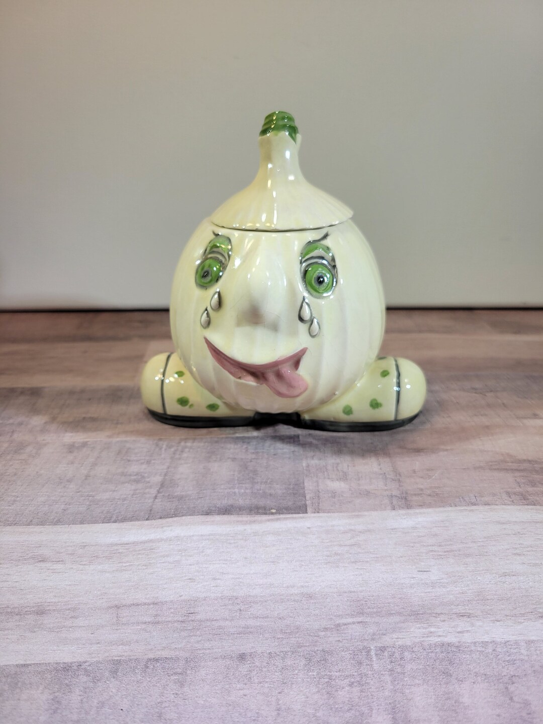 Amusing Anthropomorphic Onion Lidded Container, Vintage, Crying Onion ...