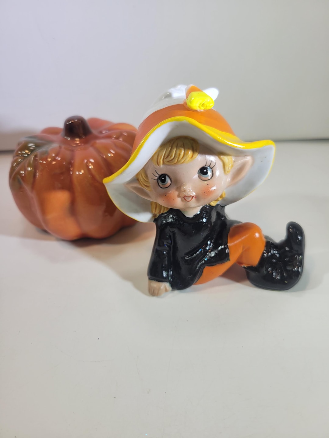 Candy Corn Halloween Pixie Elf: Reimagined Vintage Decor - Etsy