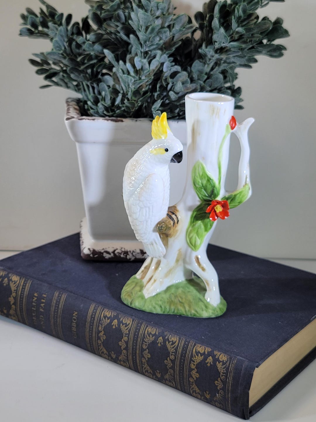 Bone China Cockatoo Bird Bud Vase, Ceramic, Made by Enesco, Realistic ...