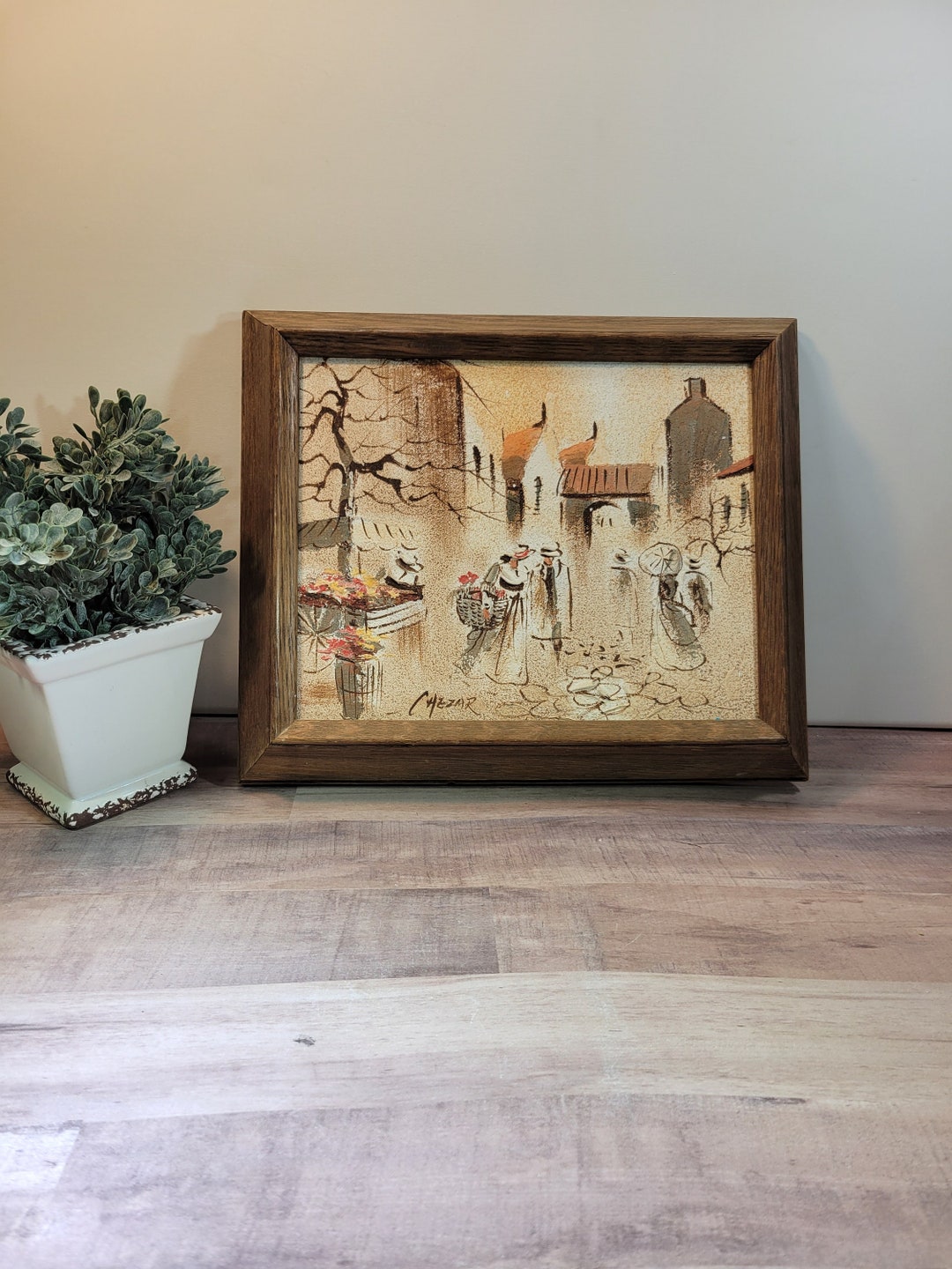 1970's Boris Chezar Original , Signed Oil and Sand Painting, Street ...