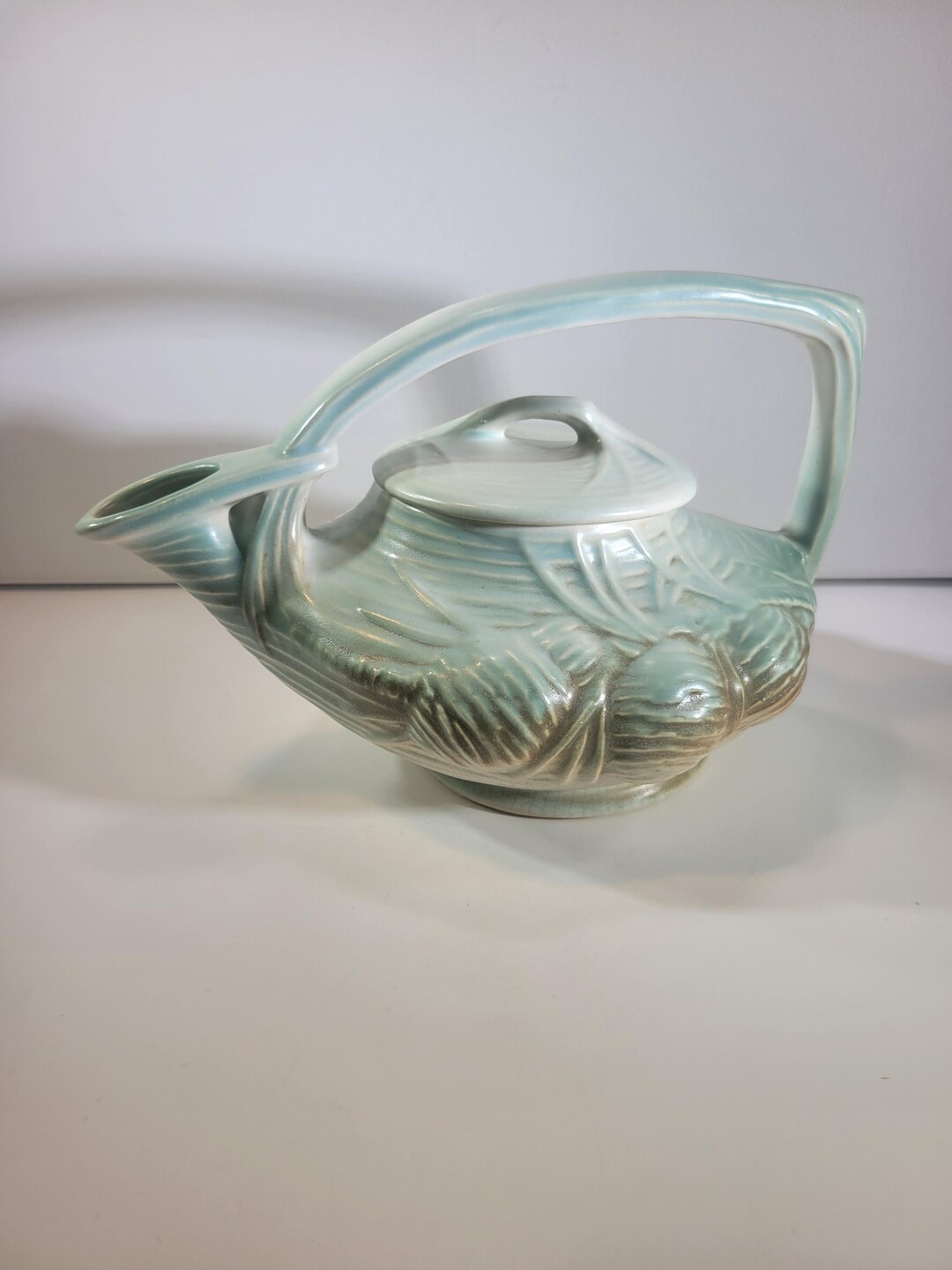Mccoy Pine Cone Teapot, American Art Pottery, Mint Green and Brown ...
