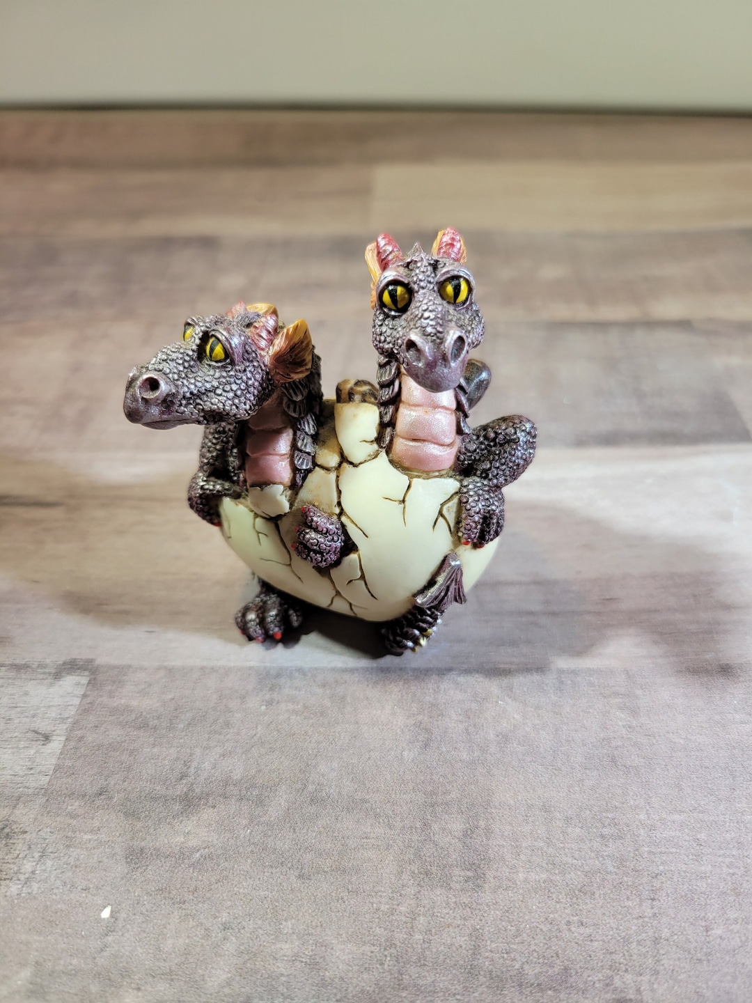 Twin Pinkish Gray Dragons Hatching From Egg, WUI Collectible Resin ...