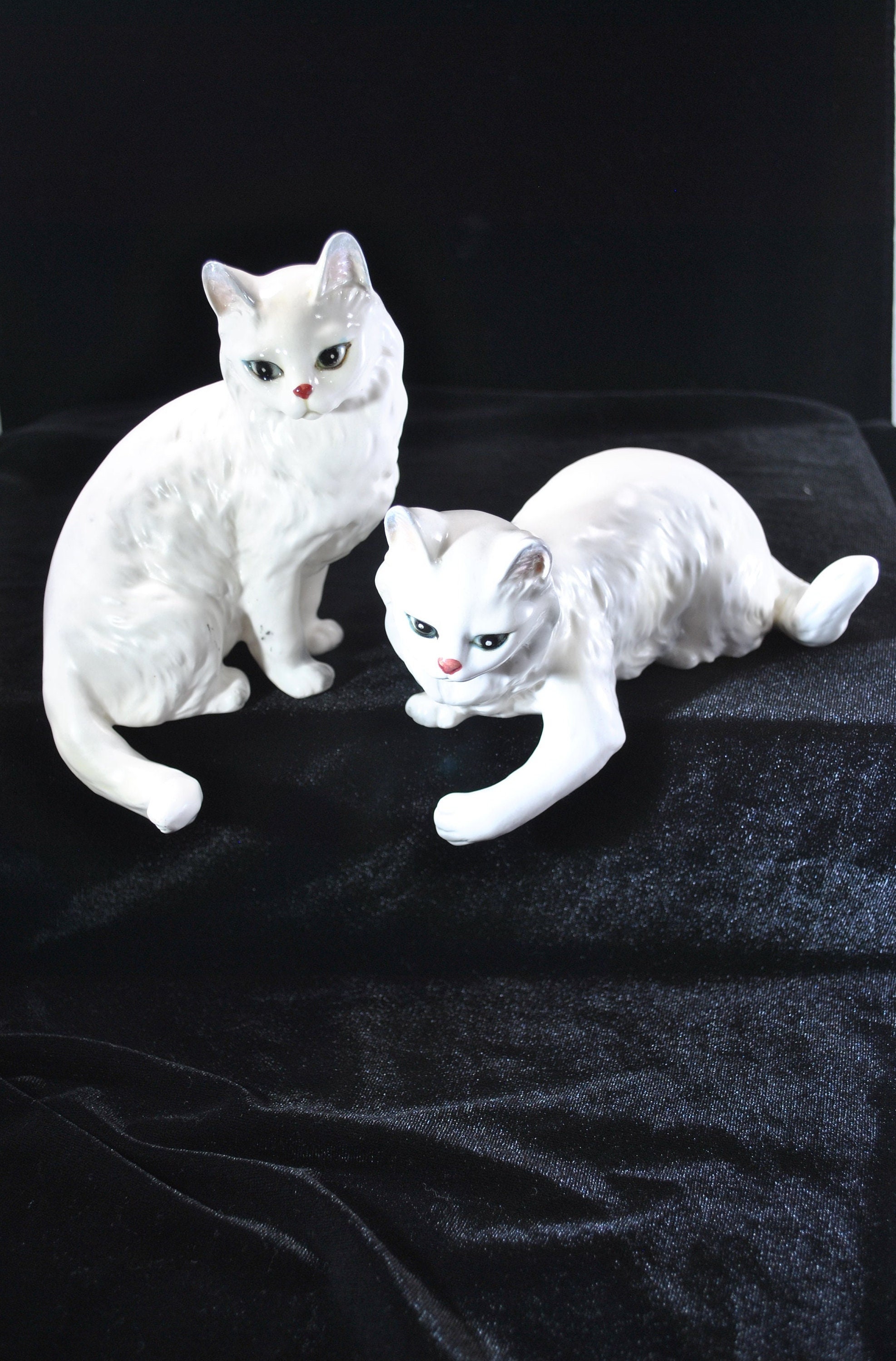 Set of 2 Lefton Porcelain Cat Shelf Sitter Figurines Playful - Etsy