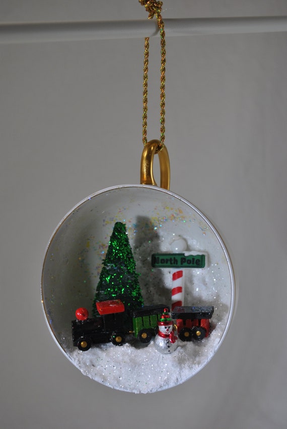 Tiny Train Travels to the North Pole in a Vintage Teacup Full | Etsy