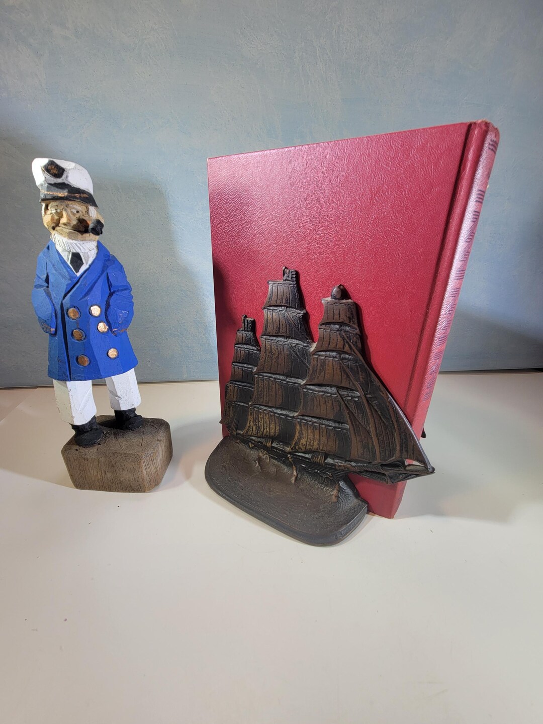 Set of Metal Sailing Ship Bookends, Vintage Patina, Nautical Decor - Etsy