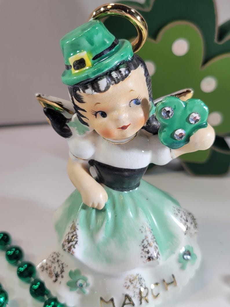 Lefton March Angel With Shamrocks, Vintage, Ceramic, St. Patrick's Day ...