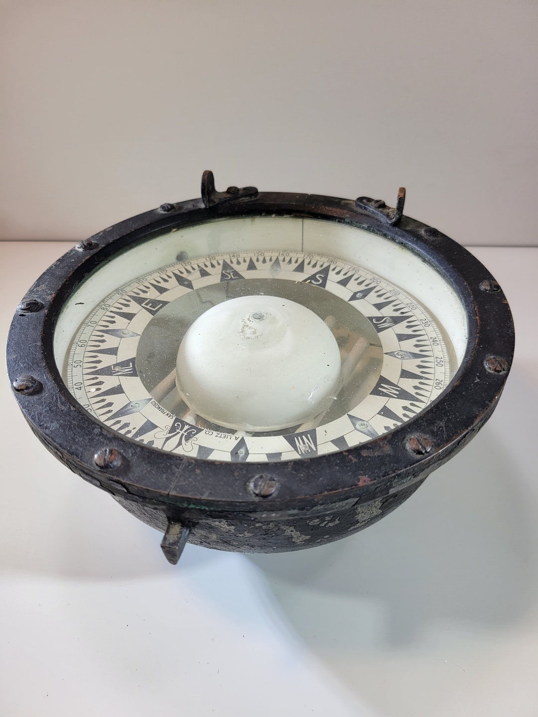 World War II A. Lietz Company Mariner's Compass, Rare Large Brass and ...