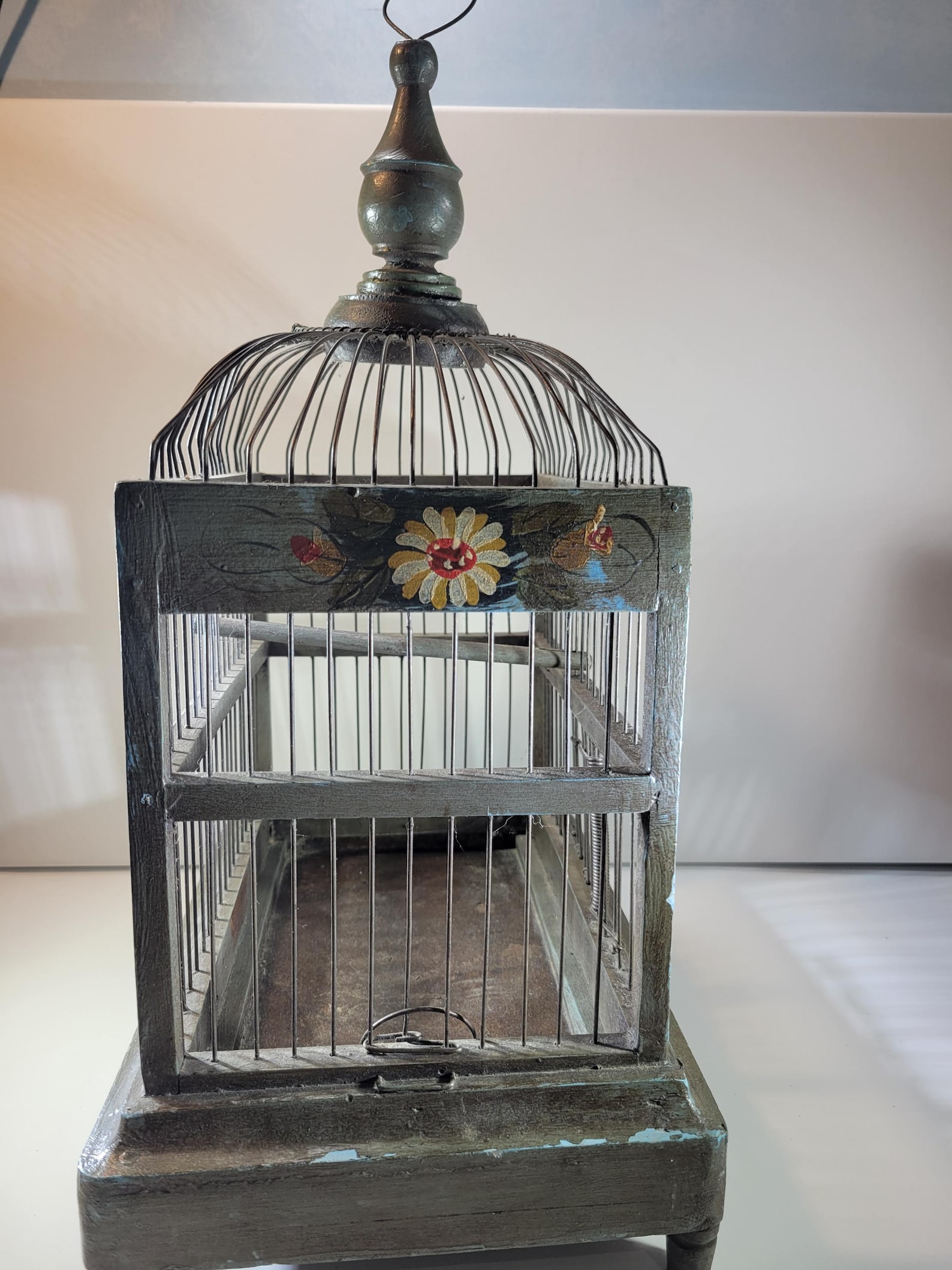 Large Chippy Green Painted, Wooden Bird Cage, Vintage, Home Decor - Etsy