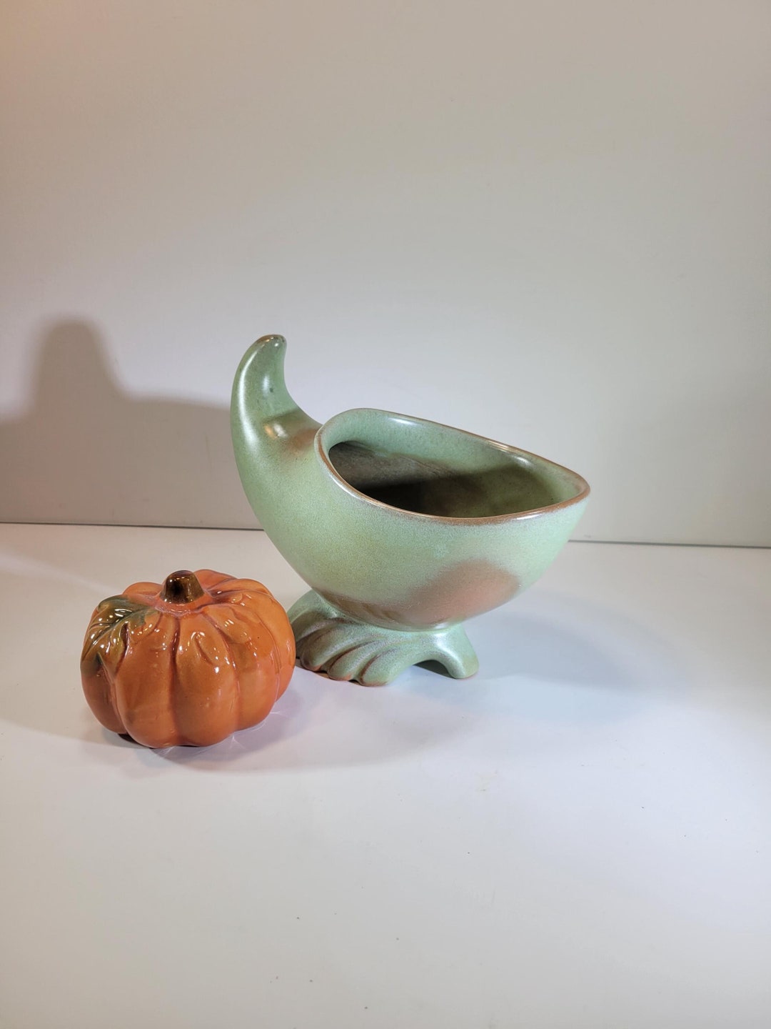 Frankoma Cornucopia 57 in Prairie Green Dish, Footed Dish, Thanksgiving ...